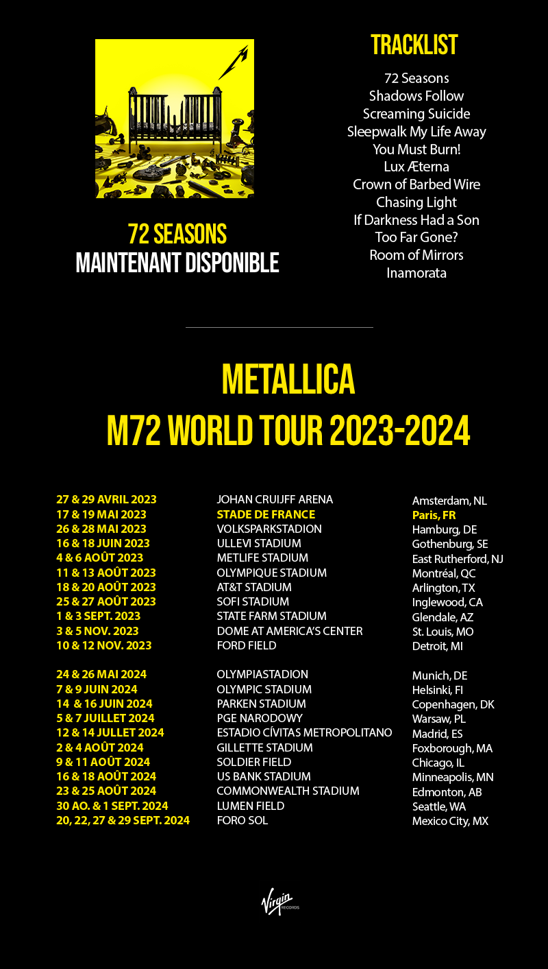 liveandtracks - METALLICA , leur nouvel album "72 Seasons" sort aujourd'hui